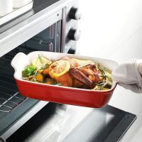 China Nonstick Custom Ceramic Bakeware Sets , Red Porcelain Ceramic Lasagna Pans for sale