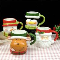 China 400ml Ceramic Christmas Mug Creative 3D Animal Couple Coffee Cup Gift for sale