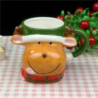 China 400ml Ceramic Christmas Mug Creative 3D Animal Couple Coffee Cup Gift for sale