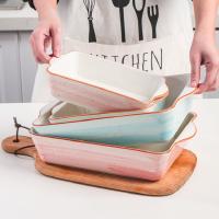 China Rectangle Deep Ceramic Bakeware Set Oven Safe Nonstick 6 Inch 8 Inch Baking Dish for sale