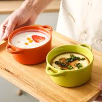 China Custom Mini Stoneware Ceramic Casserole Bowl with Lid for Creme Brulee Cake Oven Microwave Safe for sale