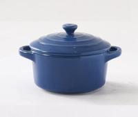 China Custom Mini Stoneware Ceramic Casserole Bowl with Lid for Creme Brulee Cake Oven Microwave Safe for sale