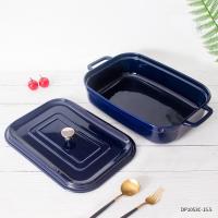 China Glaze Blue Rectangle Ceramic Bakeware Set 165oz Large Capacity OEM Custom for sale