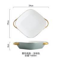China Rectangular Ceramic Baking Dish with Handle 30cm Oven Safe Lasagna Pan for sale