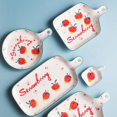 China Custom Printing Ceramic Plate Set , Pizza Ceramic Bake Pan With Double Handle OEM for sale