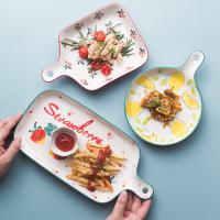 China Custom Printing Ceramic Plate Set , Pizza Ceramic Bake Pan With Double Handle OEM for sale
