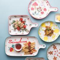 China Custom Printing Ceramic Plate Set , Pizza Ceramic Bake Pan With Double Handle OEM for sale