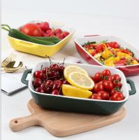 China Color Glaze Ceramic Baking Tray , Non Stick Rectangle Baking Pan for sale