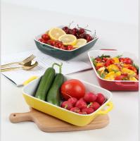 China Color Glaze Ceramic Baking Tray , Non Stick Rectangle Baking Pan for sale
