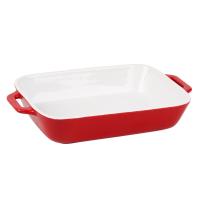 China Color Glaze Ceramic Baking Tray , Non Stick Rectangle Baking Pan for sale