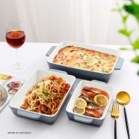China Rectangular Ceramic Bakeware Set 3-Piece Lasagna Pan 23.7oz 67.6oz Oven Safe Stoneware for sale