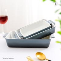 China Rectangular Ceramic Bakeware Set 3-Piece Lasagna Pan 23.7oz 67.6oz Oven Safe Stoneware for sale