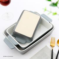 China Rectangular Ceramic Bakeware Set 3-Piece Lasagna Pan 23.7oz 67.6oz Oven Safe Stoneware for sale
