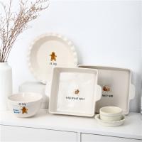 China European Style Christmas Ceramic Bakeware Set White 1250℃ for Baking for sale