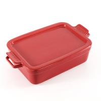 China Ceramic Baking Dish 3.15QT Rectangular Oven Pan with Platter Lid Durable Porcelain for sale
