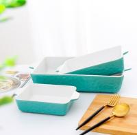 China Rectangular Ceramic Bakeware Set 430°C Oven Safe Baking Tray with Handles Multifunctional Kitchen Pan for sale