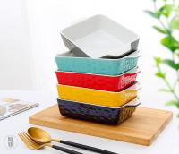 China Rectangular Ceramic Bakeware Set 430°C Oven Safe Baking Tray with Handles Multifunctional Kitchen Pan for sale