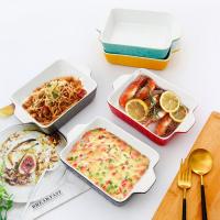 China Rectangular Ceramic Bakeware Set 430°C Oven Safe Baking Tray with Handles Multifunctional Kitchen Pan for sale