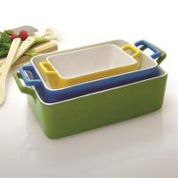 China Microwave Safe Stoneware Ceramic Bakeware Set with Handle Eco Friendly 2 Piece for sale