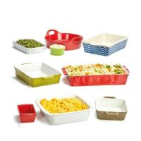 China Microwave Safe Stoneware Ceramic Bakeware Set with Handle Eco Friendly 2 Piece for sale