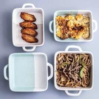 China Microwave Safe Stoneware Ceramic Bakeware Set with Handle Eco Friendly 2 Piece for sale