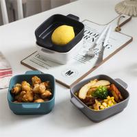China Custom Small Square Ceramic Baking Dish 10cm for Home Restaurant Oven Use for sale