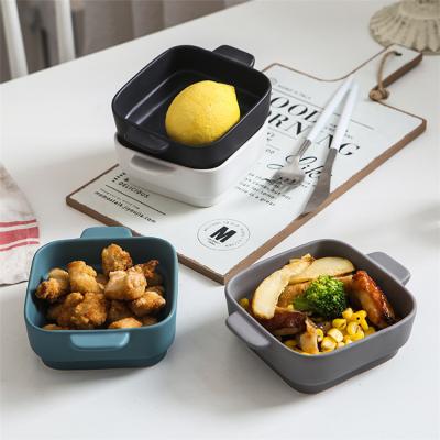 China Custom Small Square Ceramic Baking Dish 10cm for Home Restaurant Oven Use for sale