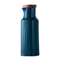 China Custom Color Ceramic Vinegar Oil Dispenser with Wooden Lid 1200℃ Porcelain for sale