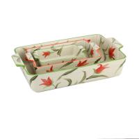 China Flower Pattern Porcelain Ceramic Bakeware Set 1mm Thickness 1200C for Kitchen ODM for sale