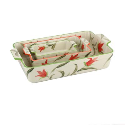 China Flower Pattern Porcelain Ceramic Bakeware Set 1mm Thickness 1200C for Kitchen ODM for sale