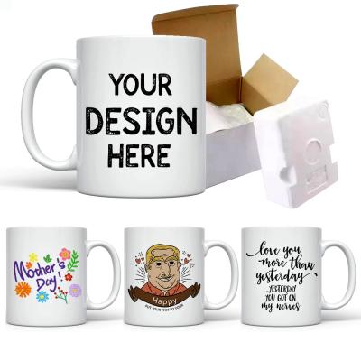 China 11 Oz Porcelain Ceramic Coffee Cups White Color Custom Logo Sublimation Blank Mug for sale