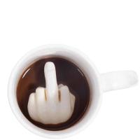 China P195 Funny Middle Finger Coffee Mug 350ml Ceramic Novelty Cup for Tea Milk Custom Logo for sale