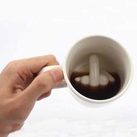 China P195 Funny Middle Finger Coffee Mug 350ml Ceramic Novelty Cup for Tea Milk Custom Logo for sale