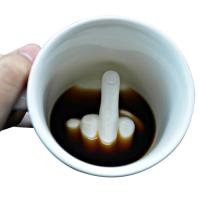 China P195 Funny Middle Finger Coffee Mug 350ml Ceramic Novelty Cup for Tea Milk Custom Logo for sale