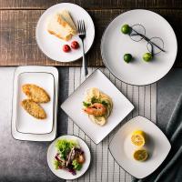 China Hanford Ceramic Plate Set 4 Piece Porcelain Dinnerware Dishwasher Safe White Round Tableware for sale