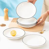 China Ceramic Plate Set 4-Piece Dishwasher Safe White Dinnerware for Daily Use for sale