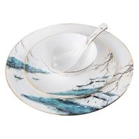 China 4 Piece Ceramic Plate Set Gift Box Porcelain Dinnerware White Round Dishware Custom Logo for sale
