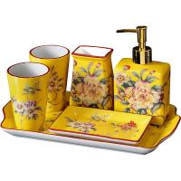 China Glazed Ceramic Bathroom Set , Lotion Dispenser Golf Bathroom Accessories Sets for sale