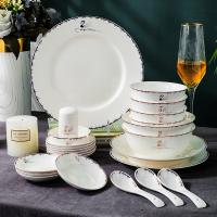 China Hanford Ceramic 4-Piece White Dinnerware Set Oven Safe Medium Tableware for sale