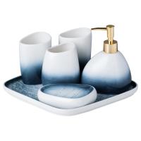 China White Ceramic Bathroom Set 5 Piece Simple Design Modern Home Accessories for sale