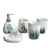 China Ceramic Standard 5 Pieces Bathroom Set Soap Lotion Dispenser Sanitary Ware for sale