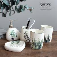 China Ceramic Standard 5 Pieces Bathroom Set Soap Lotion Dispenser Sanitary Ware for sale