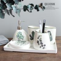 China Ceramic Standard 5 Pieces Bathroom Set Soap Lotion Dispenser Sanitary Ware for sale