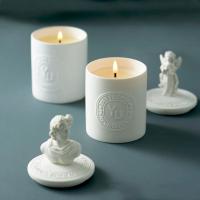 China Flame Retardant Ceramic Candle Container Medium 500ml with Lid for Home Decor for sale