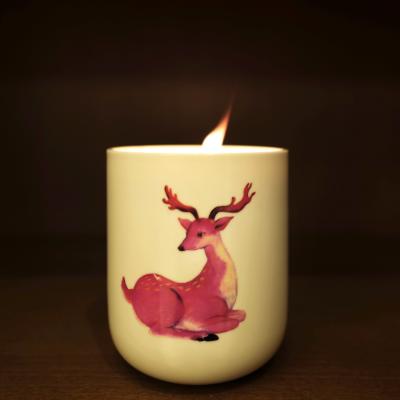 China Smokeless Ceramic Candle Holder 500ml White Gift Box Home Decor for sale