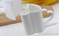 China White Ceramic Heart Shaped Espresso Cup 250ml Fine Bone China Thermal Mug for sale