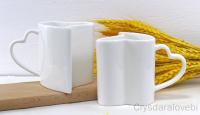 China White Ceramic Heart Shaped Espresso Cup 250ml Fine Bone China Thermal Mug for sale