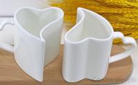 China White Ceramic Heart Shaped Espresso Cup 250ml Fine Bone China Thermal Mug for sale