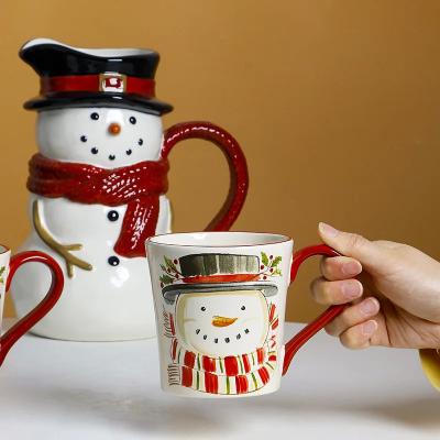 China Custom Ceramic Snowman Mug 350ml Heat Resistant Coffee Cup BPA Free Lead Free Microwave Safe for sale
