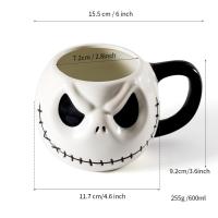 China Ceramic Coffee Cup 600ml Halloween Skull Design Microwave Safe Dishwasher Safe Custom Logo for sale